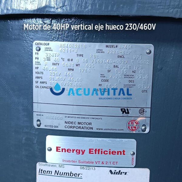 Motor vertical 40HP USmotor H04E2BLG