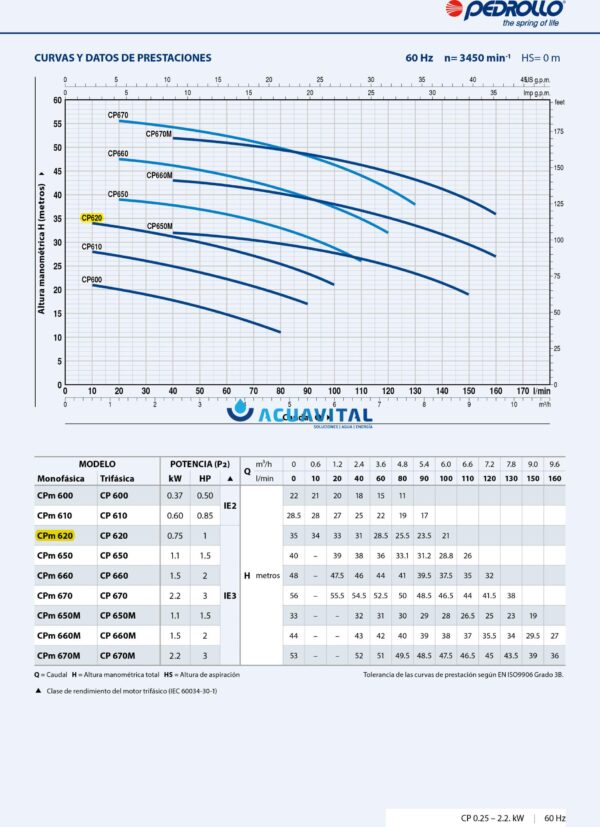 Bomba de agua 1HP 1in Pedrollo CPm 620