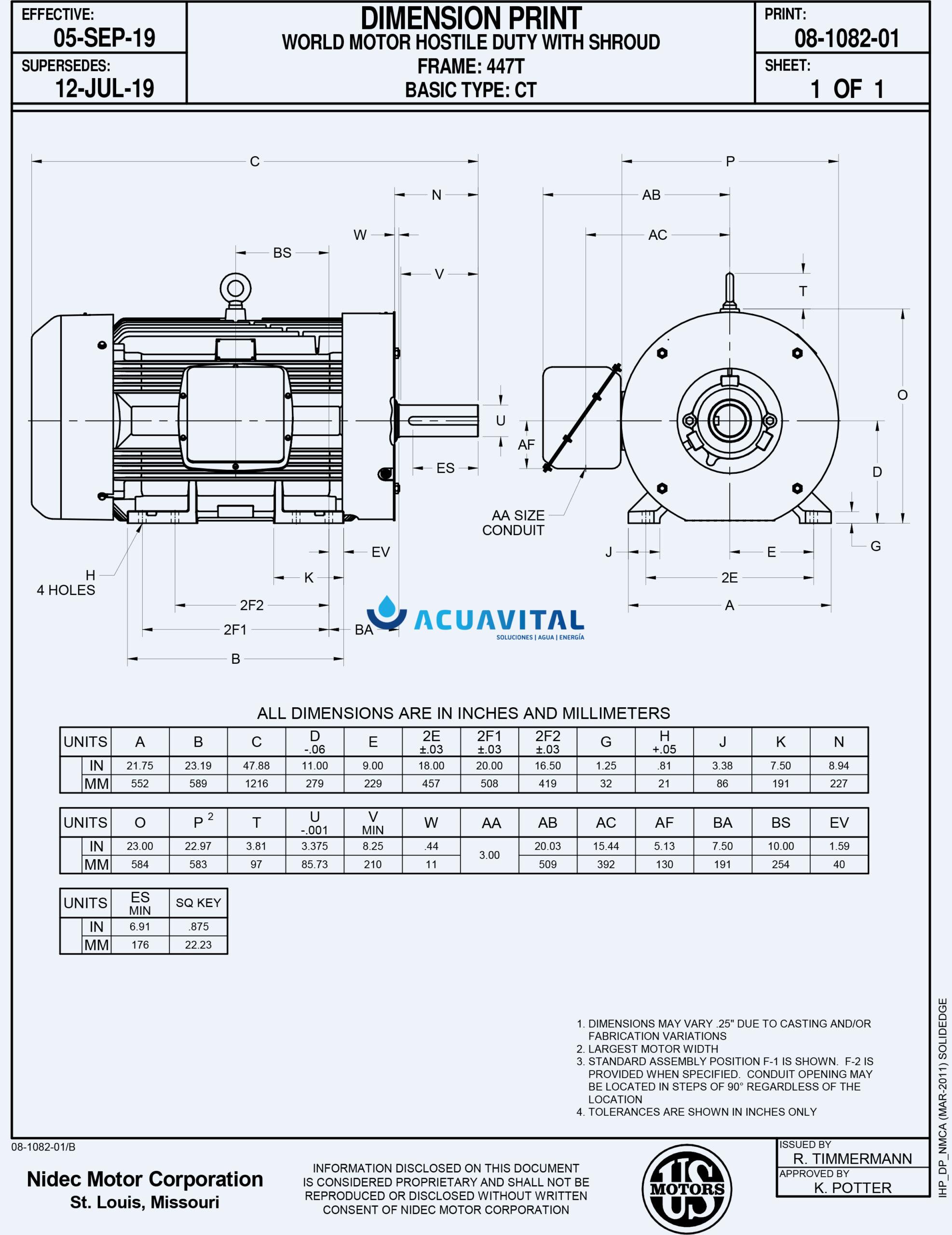 Motor electrico 200HP USmotor HD200P2F