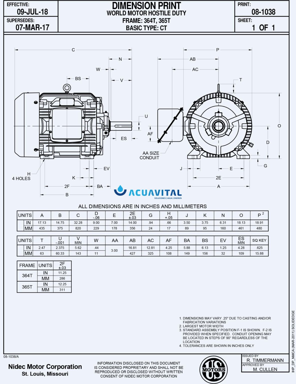 Motor electrico 40HP USmotor HD40P3E