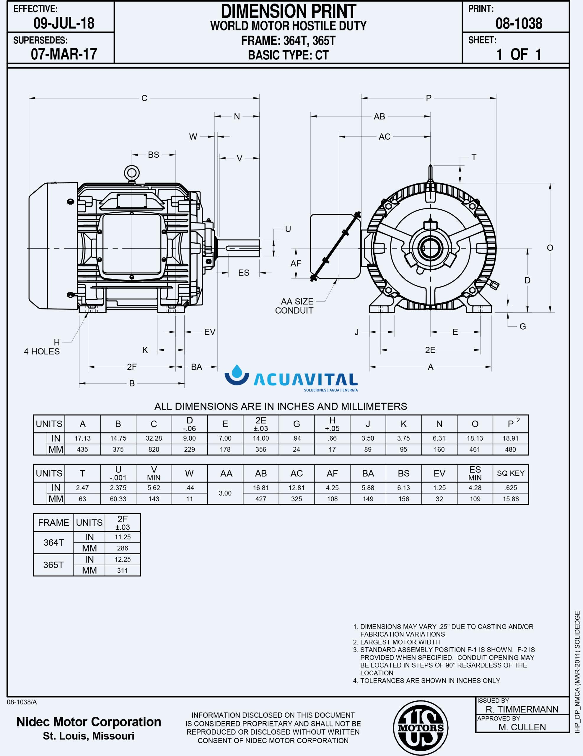Motor electrico 40HP USmotor HD40P3E