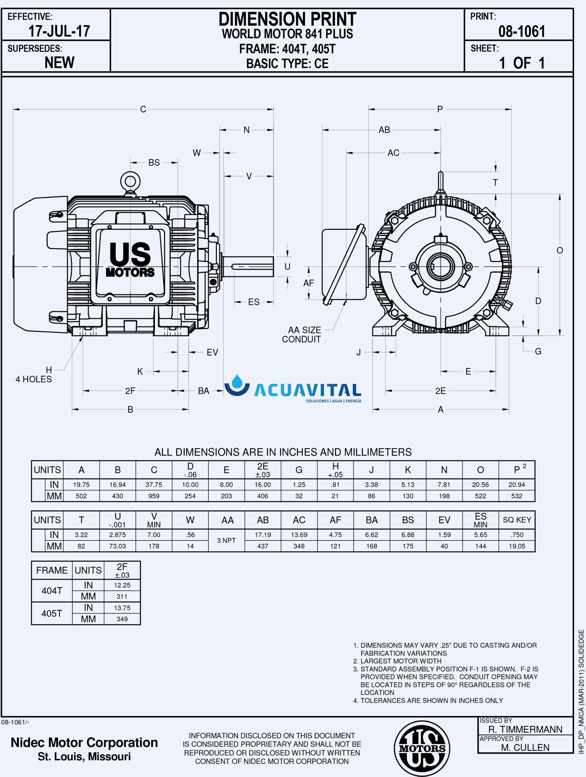 Motor electrico 2HP USmotor AST225